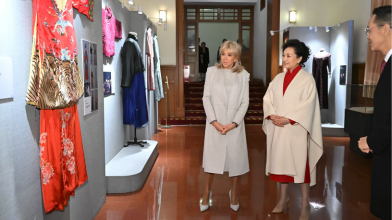 Peng Liyuan & Brigitte Macron Light Up Beijing People’s Art Theatre ...